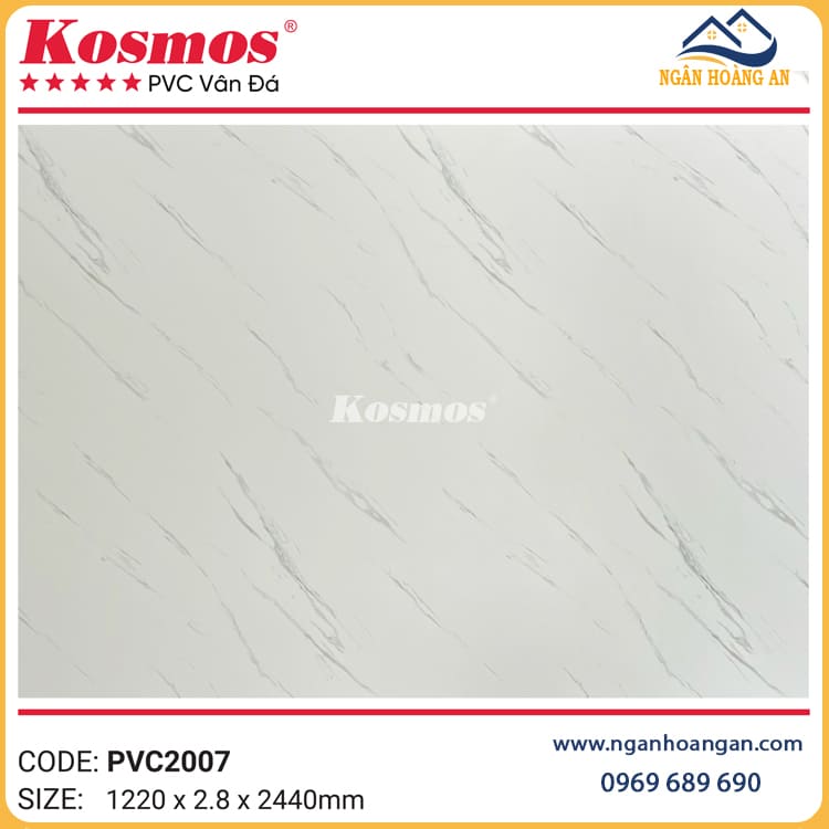 PVC Giả Vân Đá Màu Trắng Vân Mây Kosmos PVC2007 Quận Thủ Đức TPHCM