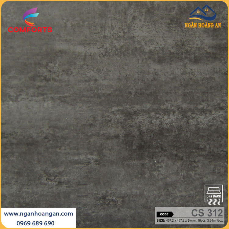 Sàn Nhựa Dán Keo Giả Bê Tông Comforts CS312 W3 Dày 3mm Tại Hóc Môn TPH